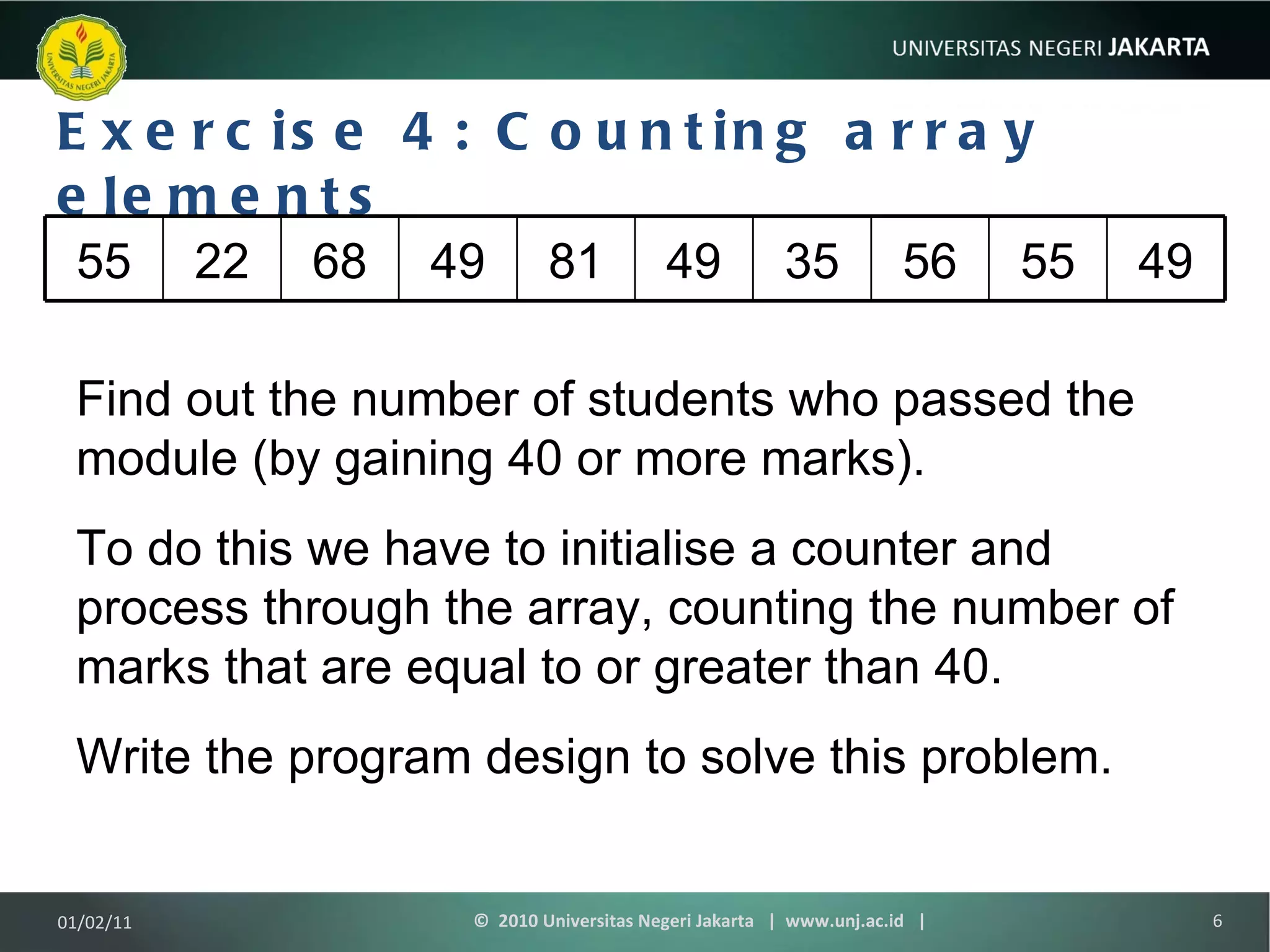 Pemrograman komputer 12 (array - latihan) | PPT
