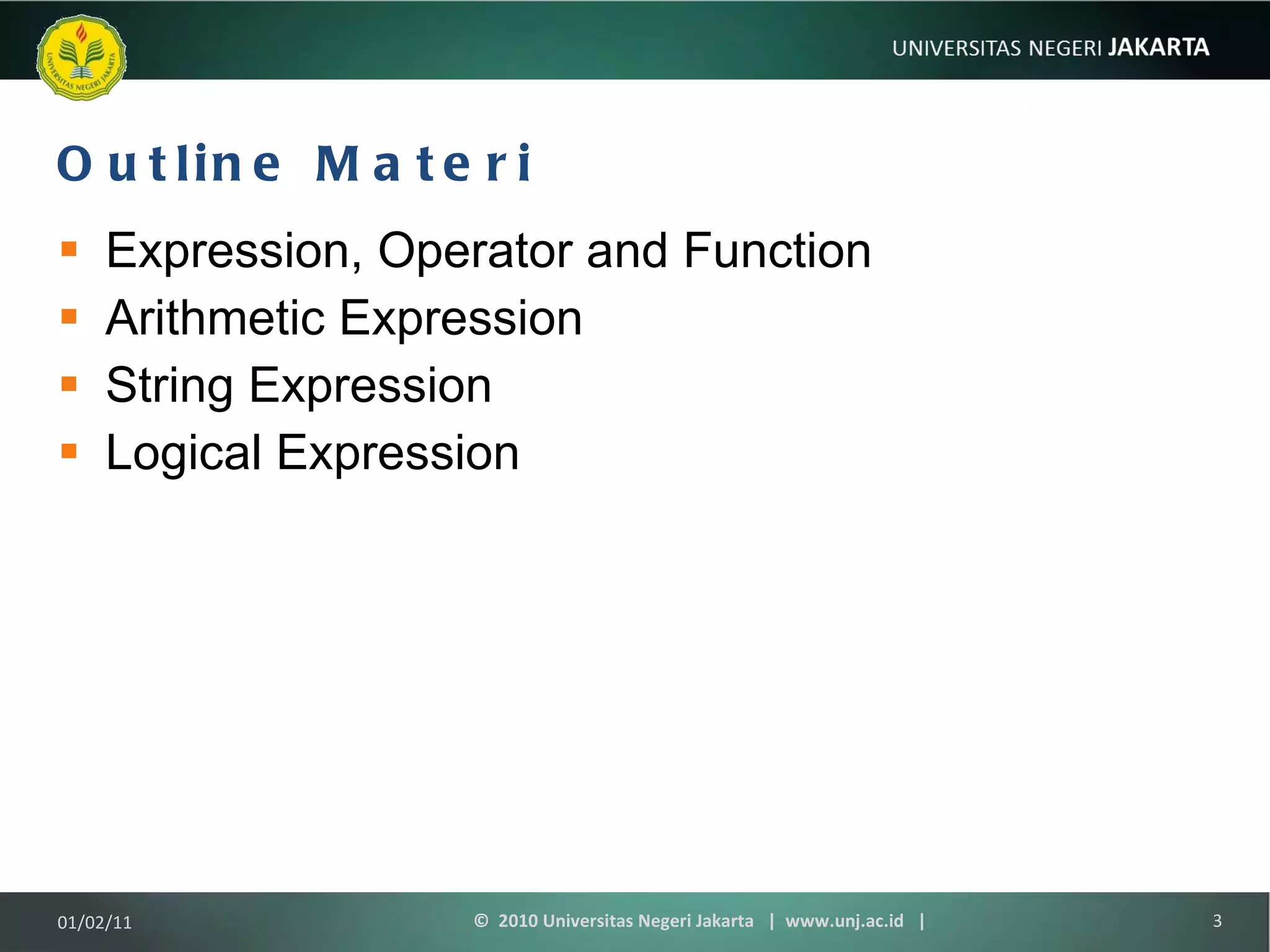 Pemrograman komputer 4 (ekspresi) | PPT | Programming Languages | Computing