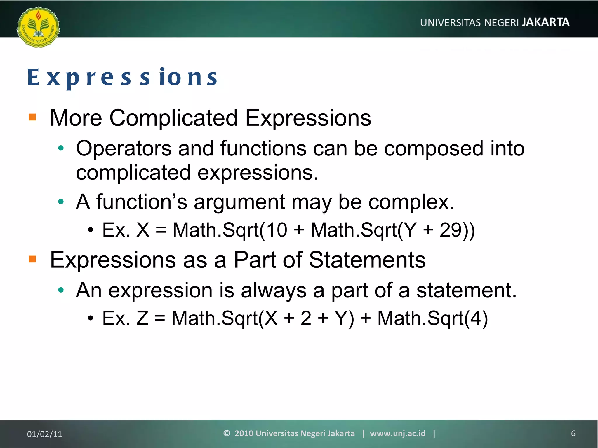 Pemrograman komputer 4 (ekspresi) | PPT | Programming Languages | Computing