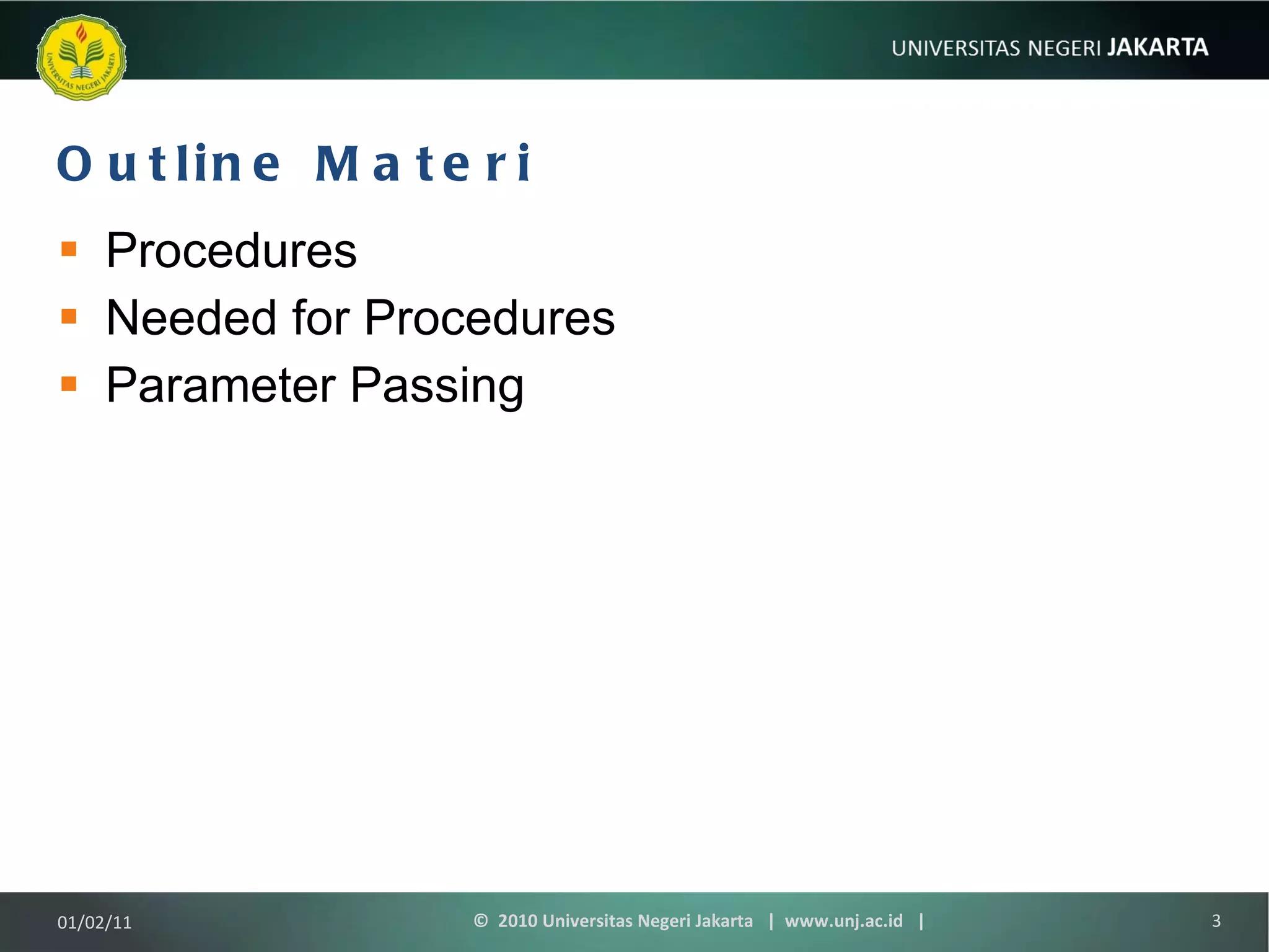 Pemrograman komputer 7 (prosedur) | PPT