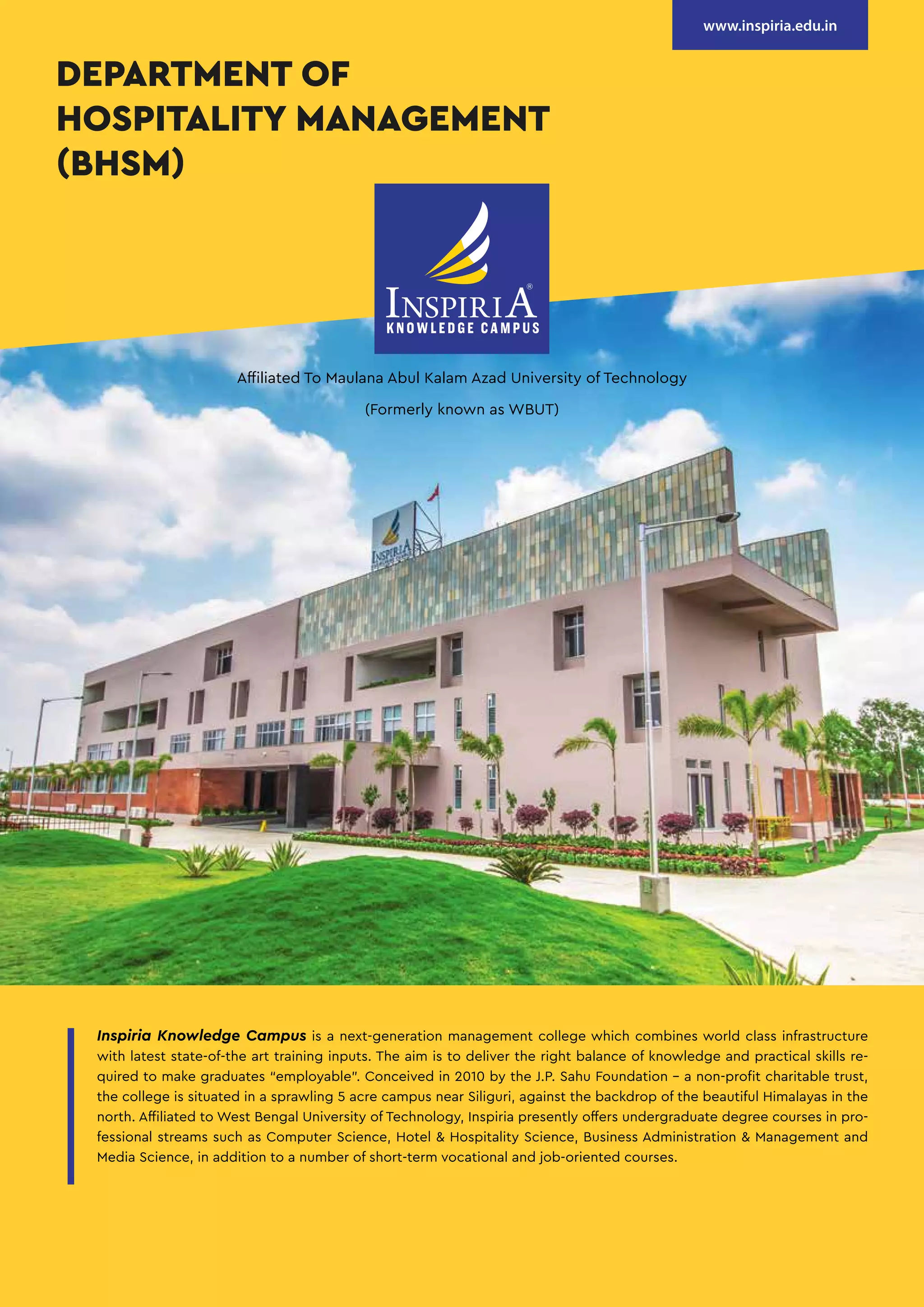 B.Sc in Hospitality and Hotel Management Placement Brochure | Batch of ...
