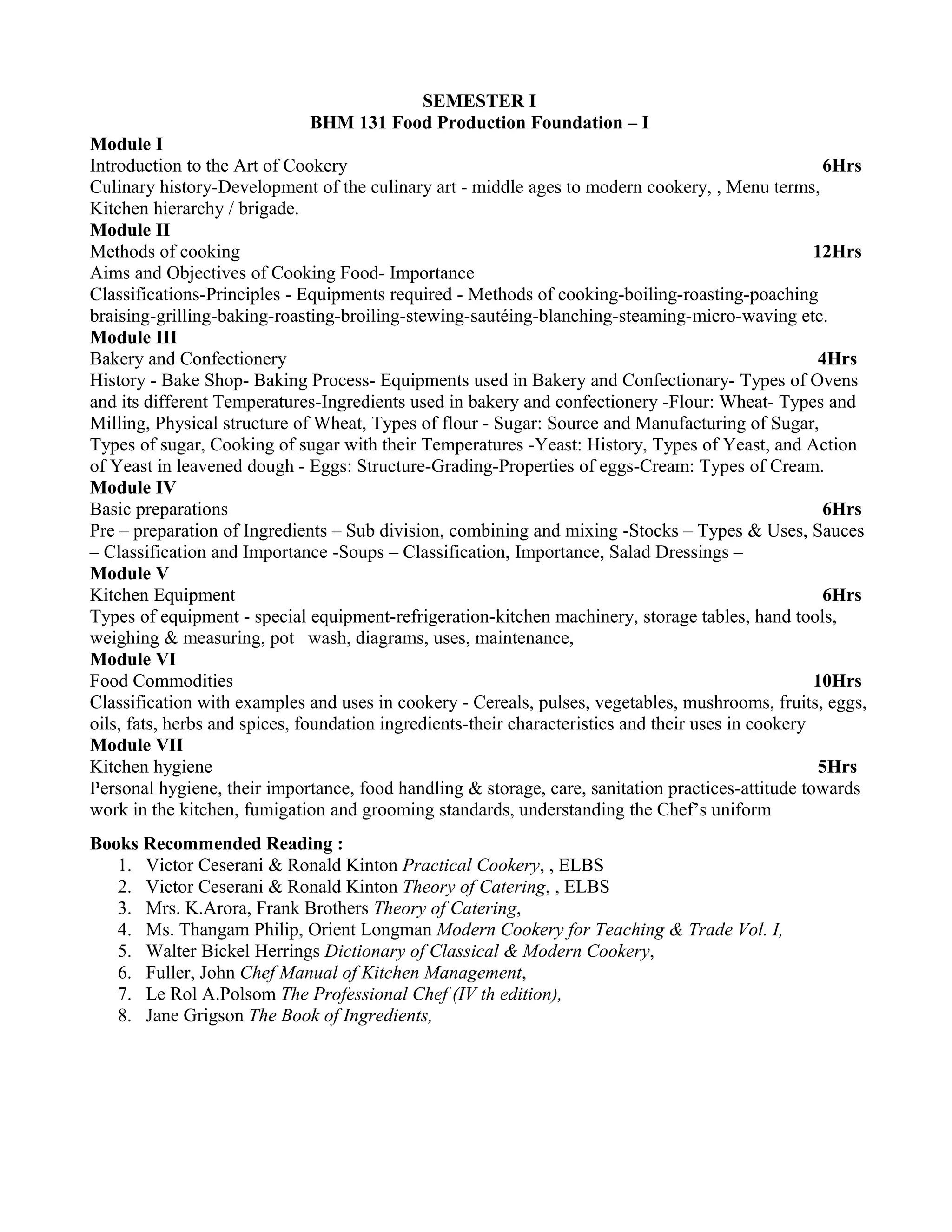 Bhm syllabus | PDF