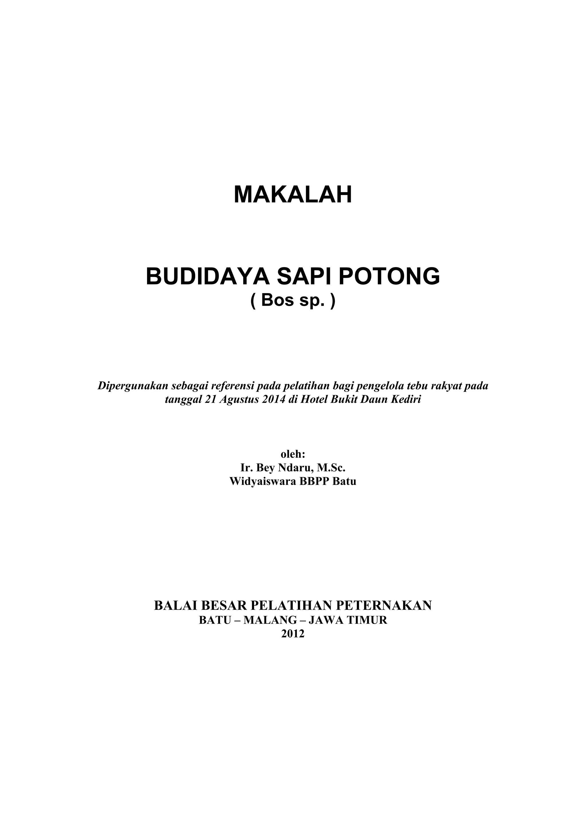 Budidaya Sapi Potong | PDF