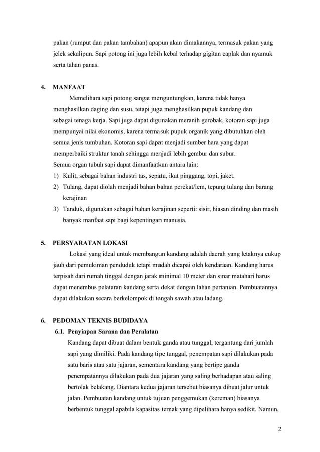 Budidaya Sapi Potong | PDF