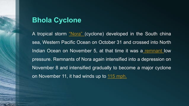 Bhola cyclone | PPTX | Weather | Science