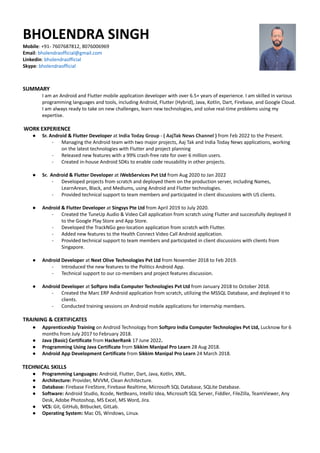 BHOLENDRA SINGH RESUME - Sr. Software Engineer at India Today Group | PDF