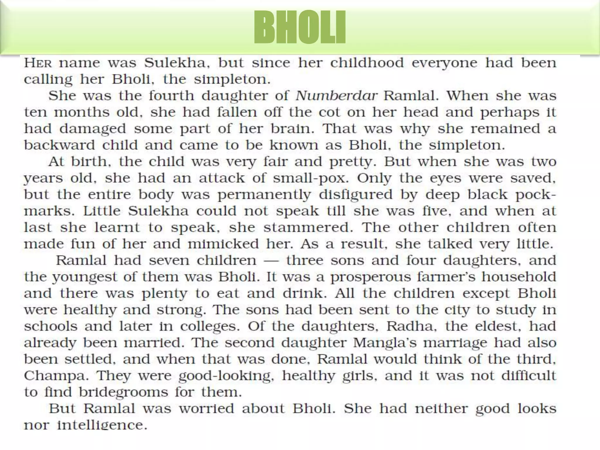 Bholi | PPT | Free Download