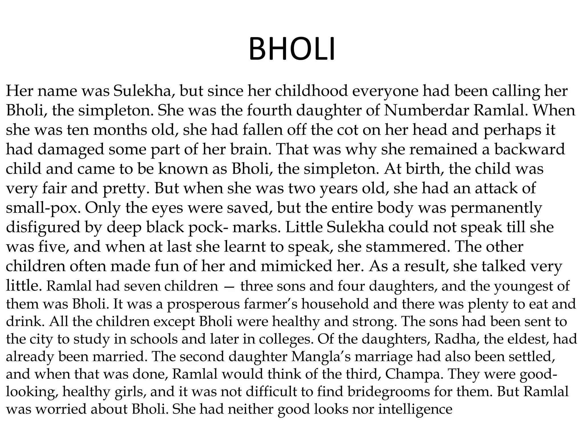 Bholi english ncert syllabus class 11 presentation | PPTX