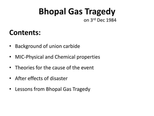 Bhopal gas tragedy and Seveso Disaster | PPTX | Chemistry | Science