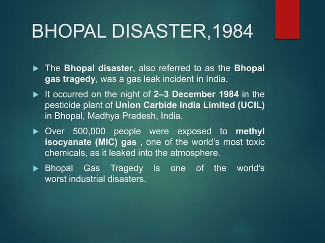 Bhopal gas tragedy, 1984 | PPTX
