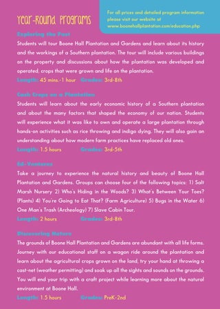 Boone Hall Plantation Educational Brochure | PDF