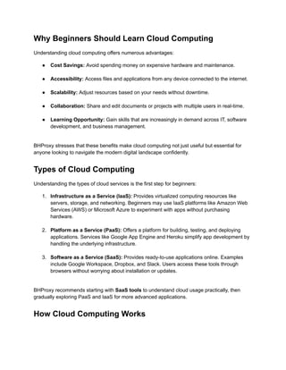 Easy Cloud Computing Explained for Beginners by BHProxy Experts | PDF