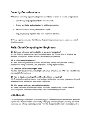 Easy Cloud Computing Explained for Beginners by BHProxy Experts | PDF