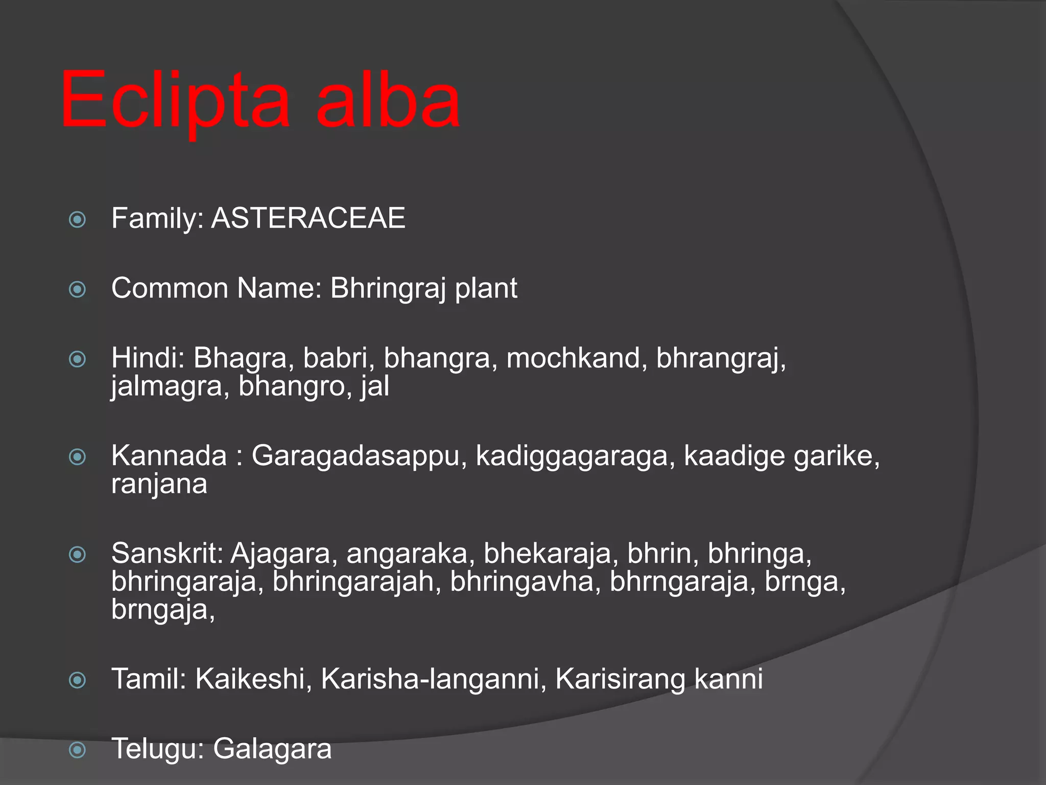 Bhringraj..ecliptas alba | PPTX