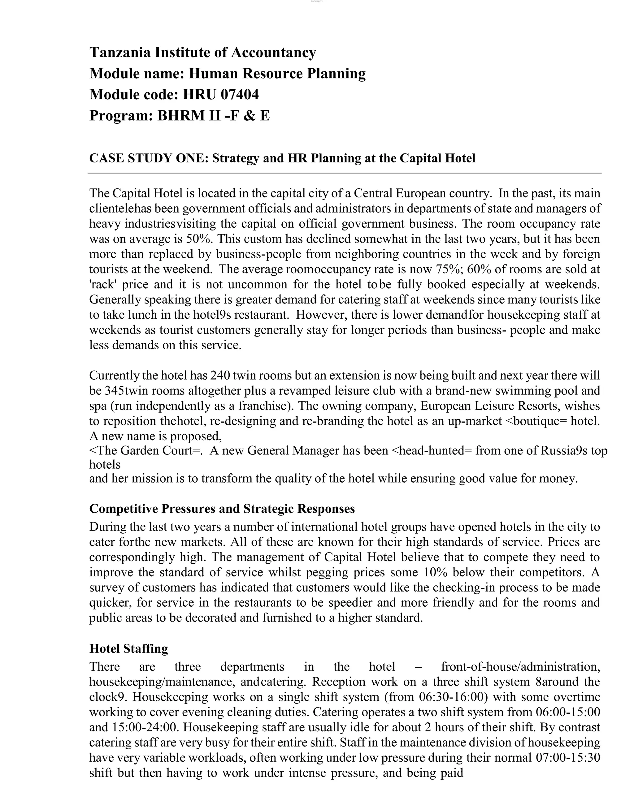 BHRM II.docx. Human resources planning HRP | DOCX | Hotels and Motels | Travel Type