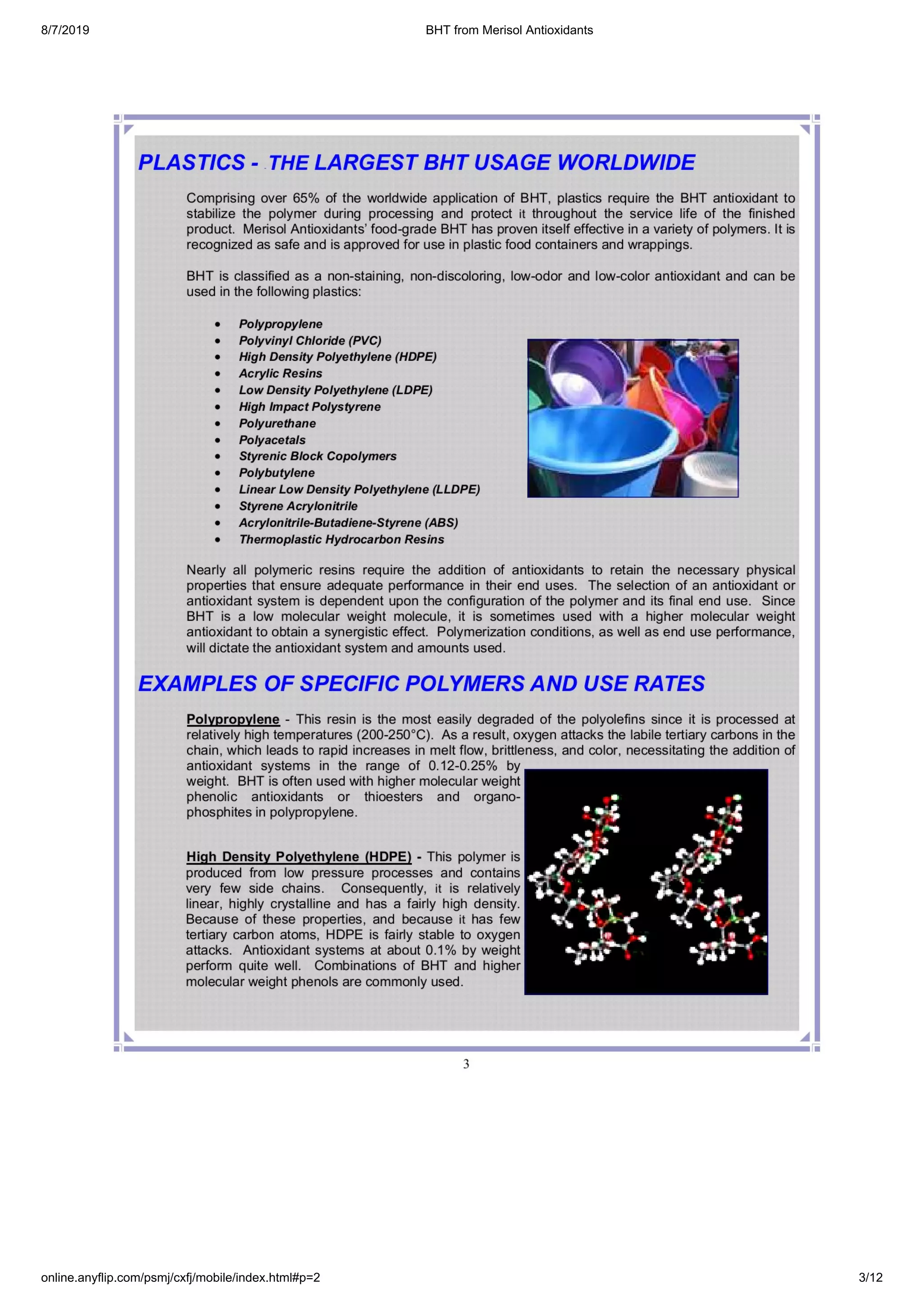 Bht from merisol antioxidants | PDF