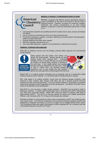 Bht from merisol antioxidants | PDF