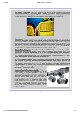 Bht from merisol antioxidants | PDF