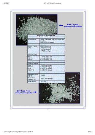 Bht from merisol antioxidants | PDF