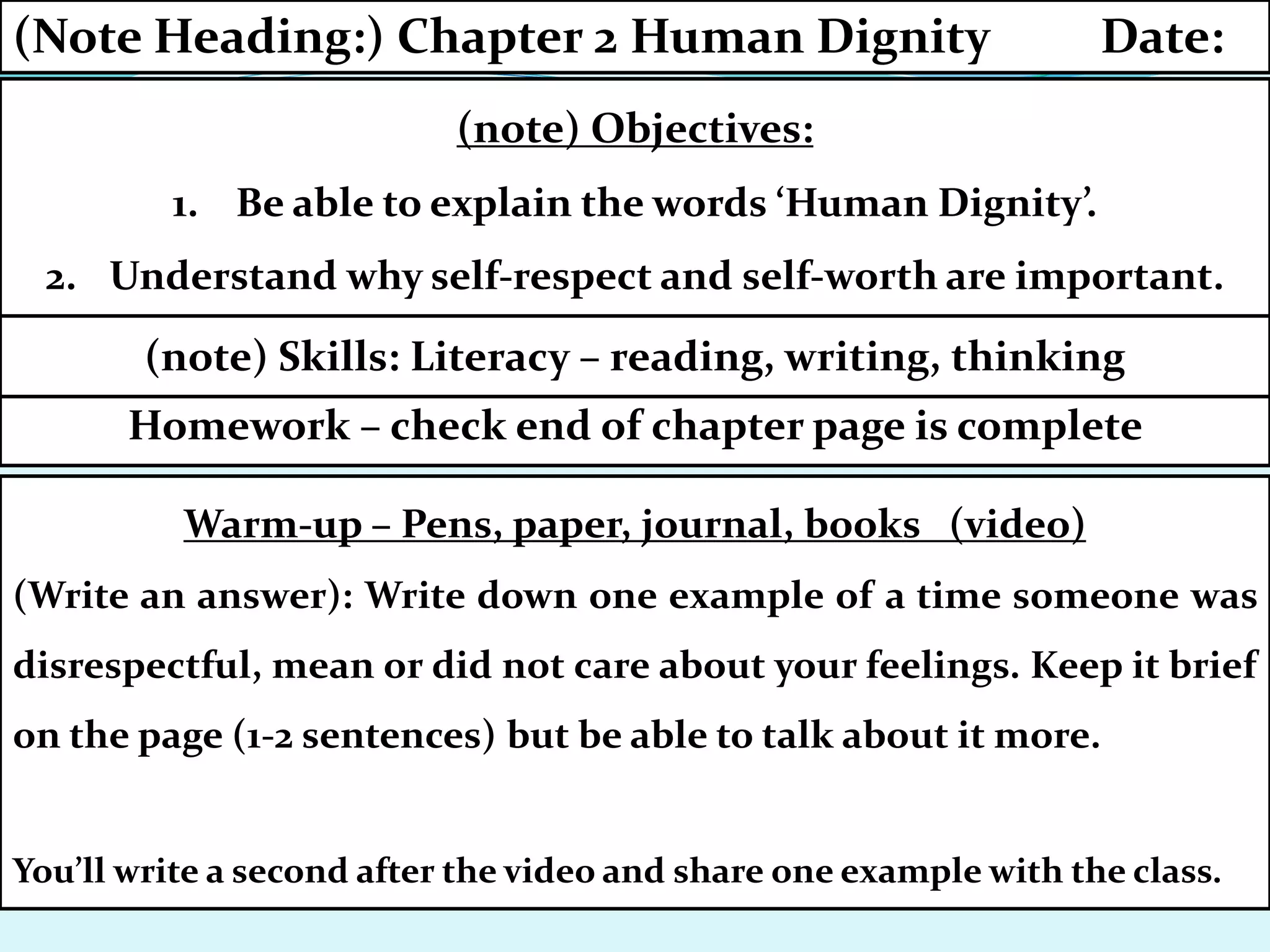 B human dignity 1 self-respect | PPTX