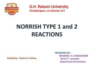 presentation on norrish type 1 and norrish type 2 | PPTX