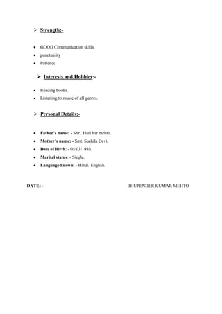Bhupender resume | DOCX