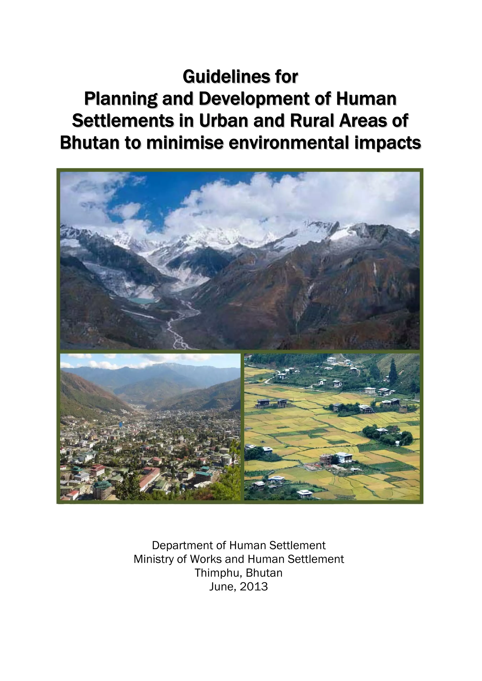 Bhutan guidelines for human seetlement in rural and urban areas | PDF