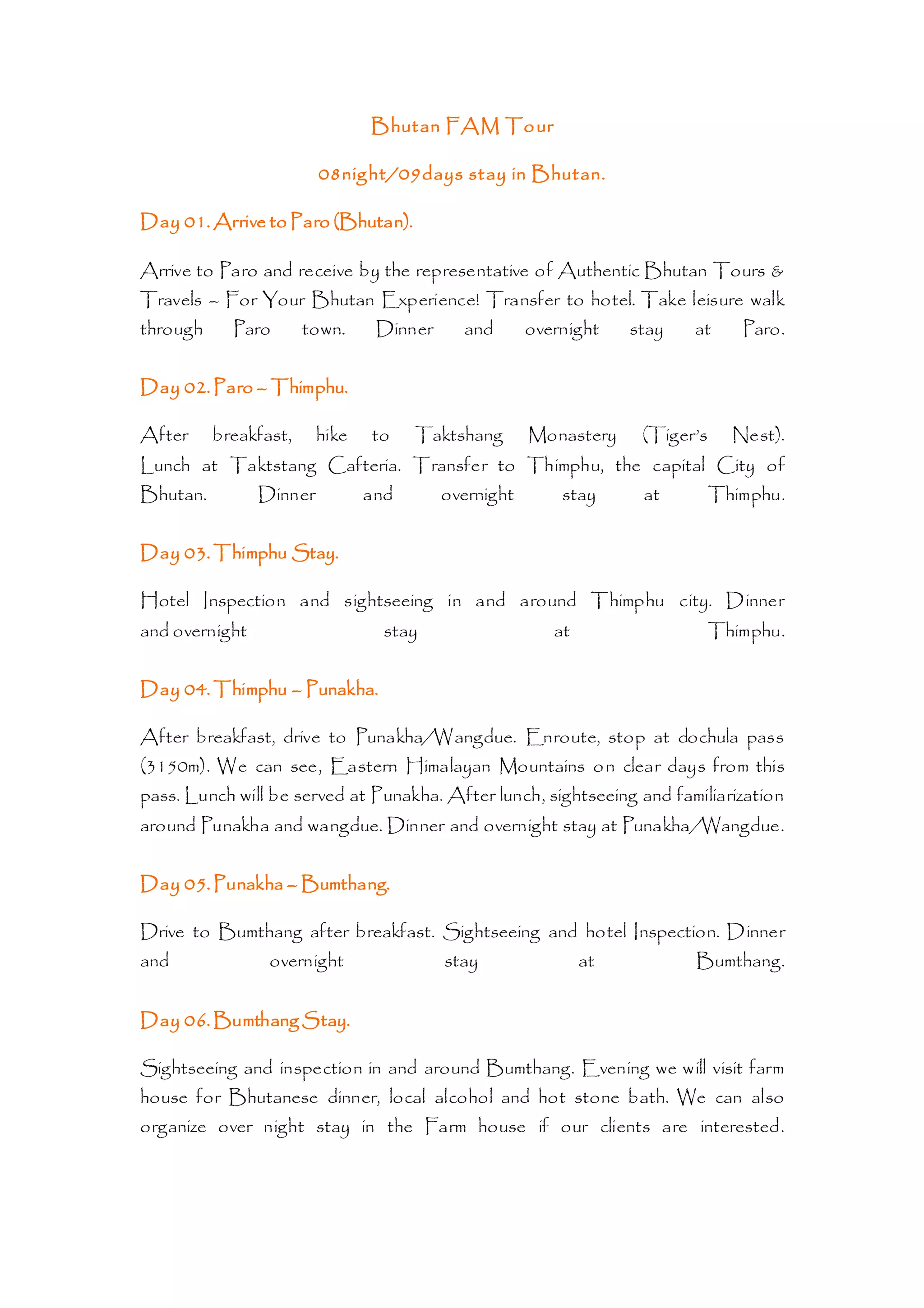 Bhutan FAM Tour | DOCX