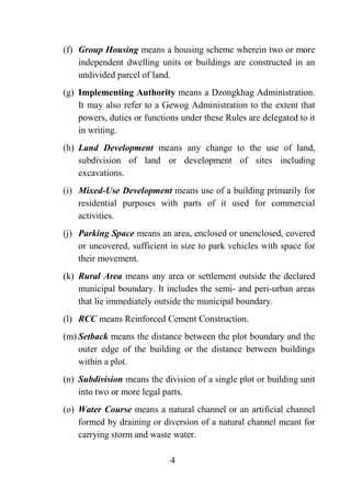 Bhutan rural construction-rules 2013 | PDF