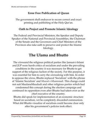 Bhutto and islamization in pakistan | DOCX
