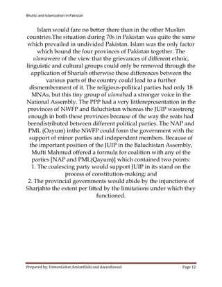 Bhutto and islamization in pakistan | DOCX