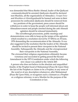 Bhutto and islamization in pakistan | DOCX