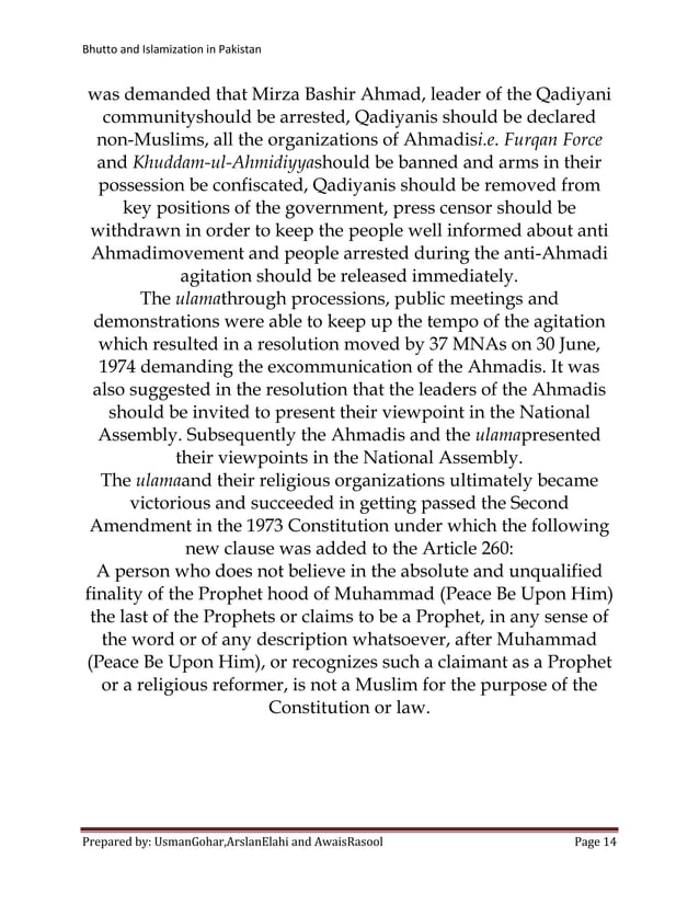 Bhutto and islamization in pakistan | DOCX