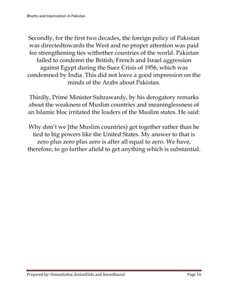 Bhutto and islamization in pakistan | DOCX