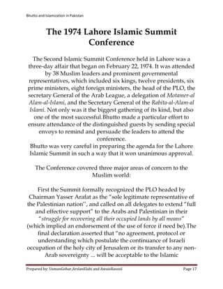 Bhutto and islamization in pakistan | DOCX