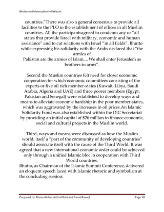 Bhutto and islamization in pakistan | DOCX