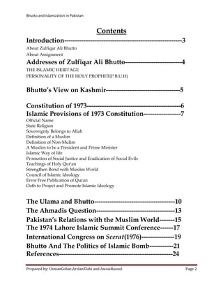 Bhutto and islamization in pakistan | DOCX