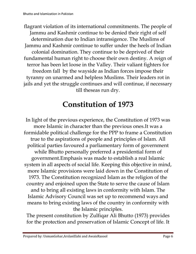 Bhutto and islamization in pakistan | DOCX