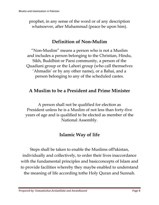 Bhutto and islamization in pakistan | DOCX