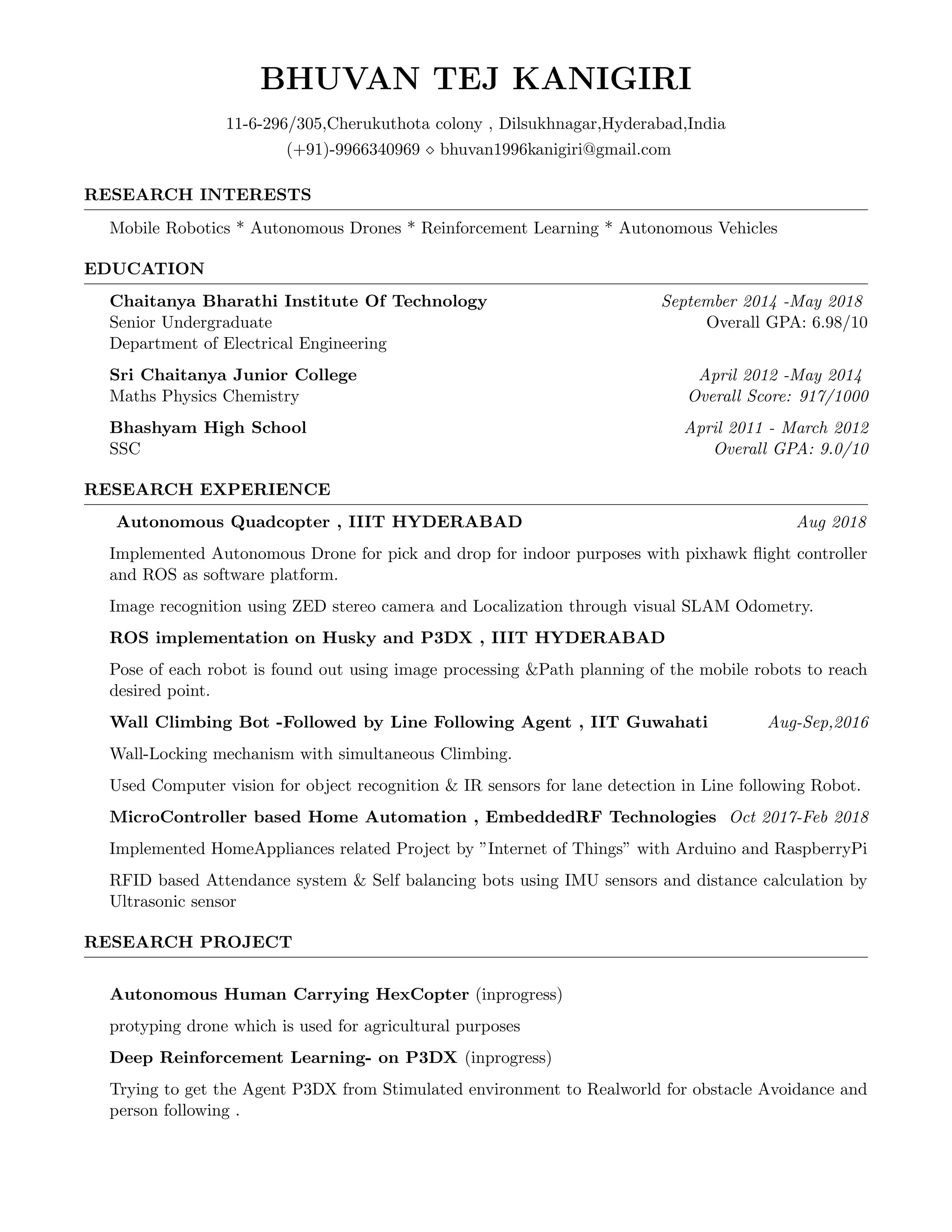 Bhuvan's cv 11/18 | PDF