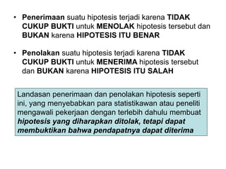 Uji hipotesis, prosedur hipotesis, dan analisis data | PPT