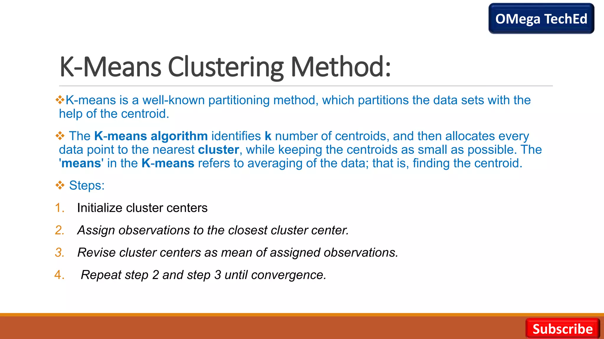 Clustering, k-means clustering | PPTX