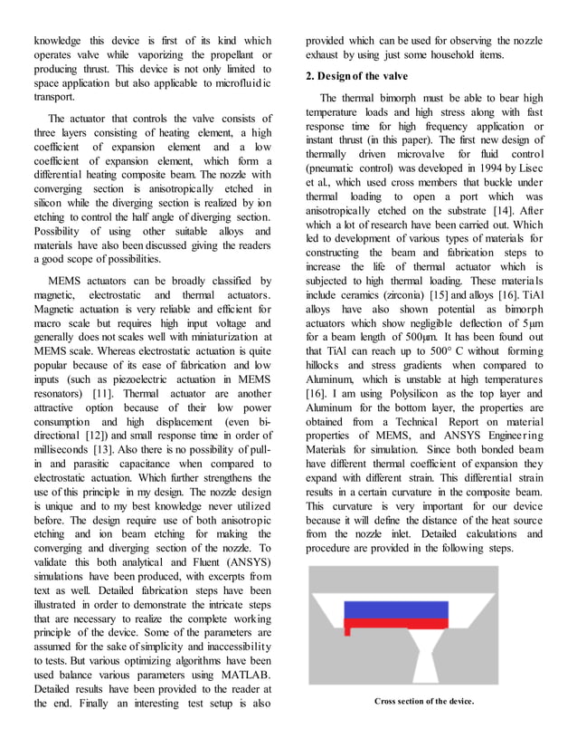Thermal bimorph valve operated microthruster. | PDF