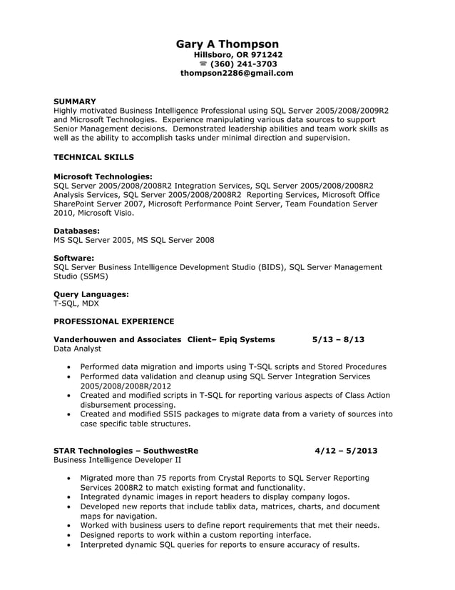 Bi developer gary thompson | PDF