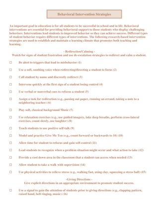 Behavior Intervention Strategies | PDF
