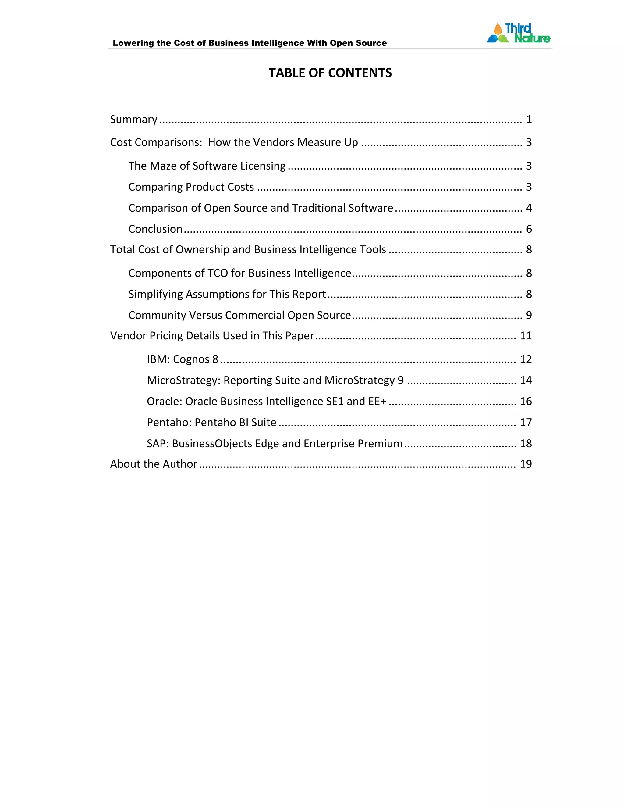 BI - Comparison of open source and traditional vendor | PDF