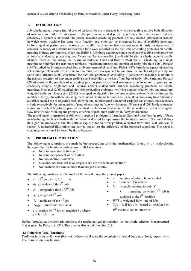 Bi Criteria Scheduling On Parallel Machines Under Fuzzy Processing Time Pdf