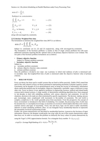 Bi criteria scheduling on parallel machines under fuzzy processing time | PDF