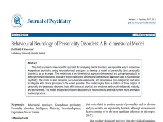 Bi dimensional model of PD an attempt to foresee future of psychiatry ...