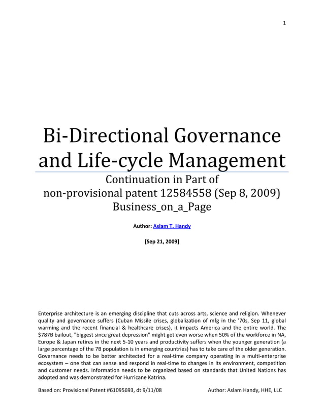Bi Directional Governance & Life Cycle Management 2.0 Diagrams | PDF ...